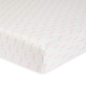 gerber baby boys and girls newborn infant baby toddler nursery cotton fitted bedding crib sheet, pink hello, one size