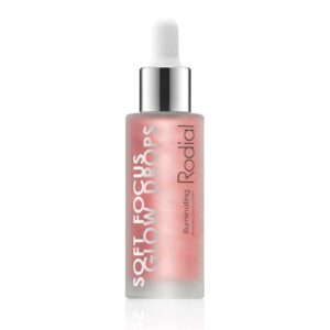 rodial soft focus glow booster drops 1.05 fl oz, illuminating skin serum with glycerin and antioxidants, perfectioning and smoothing dewy makeup base, weightless formula