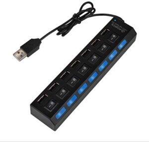 7-port usb 2.0 multi charger hub +high speed adapter on/off switch laptop/pc usa