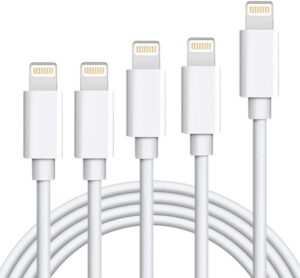 sharllen 5 pack iphone lightning charging cables (3ft/6ft/10ft), fast charging & sync, compatible with iphone 14/13/12/11/xs/max/xr/x/8/7/6/5 & more (white)