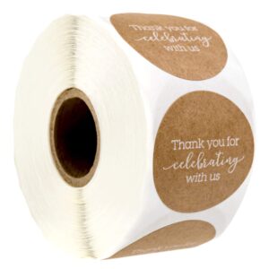 1.5" thank you for celebrating with us stickers / 500 wedding favor stickers/baby shower favor stickers/made in the usa