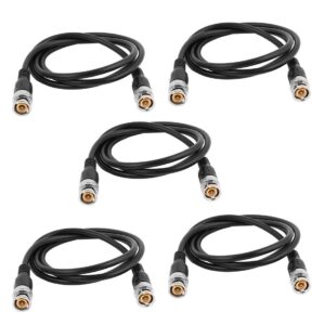 traderplus 5-pack 5ft bnc male to bnc male jumper 75-ohm cable extension connector for cctv dvr to tv system (5 ft)