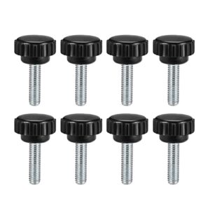 uxcell m6 x 20mm metric male thread knurled clamping knobs grip thumb screw on type hand clamping handle bolt with 21mm plastic knobs black 8 pcs