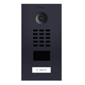 doorbird ip video door station d2101v, aluminum, powder-coated, semi-gloss, ral 7016, incl. flush-mounting housing, 1 call button