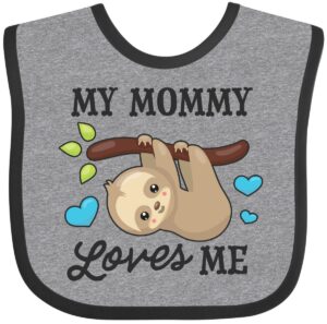 inktastic my mommy loves me with sloth and hearts baby bib heather and black 2f25c