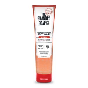 the grandpa soap company apple cider vinegar body wash - purifies and cleanses to leave skin glowing, with apple cider vinegar and apple juice, helps revitalize skin, vegan, 9.5 fl oz