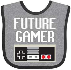 inktastic future gamer. baby bib heather and black 16674