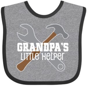 inktastic grandpa's little helper baby bib heather and black 1c057