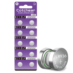 cotchear ag9 lr936 battery 10count 1.5v g9 lr936 194 l936 button batteries for watch toys clock for many small electronics