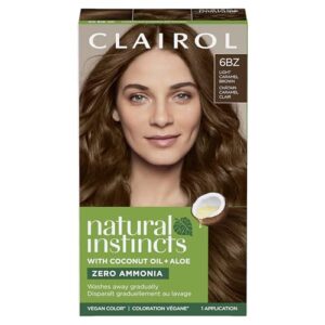 clairol natural instincts demi-permanent hair dye, 6bz light caramel brown hair color, pack of 1