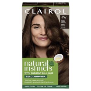 clairol natural instincts demi-permanent hair dye, 4w dark warm brown hair color, pack of 1