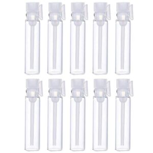 teensery 100 pcs empty perfume sample bottles mini glass refillable sample vial containers with clear cap for aromatherapy, essential oil, fragrance and liquid (1ml)