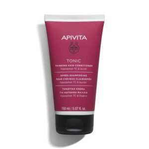 apivita tonic thinning hair conditioner 150ml with patented hippophae tonic complex, laurel and propolis - strengthens hair, prevents breakage, detangles and adds volume