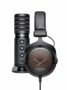 beyerdynamic team tygr streaming bundle including the open-back gaming headphone tygr 300 r and the usb-microphone fox