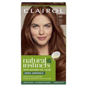 clairol natural instincts demi-permanent hair dye, 6r light auburn hair color, pack of 1