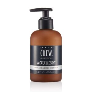 american crew men's hand & body lotion, 24 hour help, acumen daily lotion for moisturized & refreshing skin, 6.4 fl oz