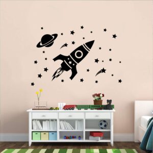 vinyl wall art decal - outer space set - 26" x 22.5" - trendy motivational good vibes cute quote sticker for home bedroom kids room playroom nursery daycare school classroom decor