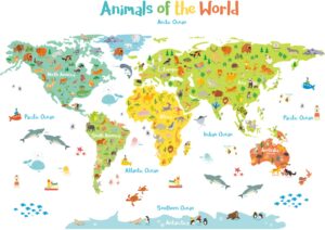 decowall dl-1815 animals of the world kids wall stickers wall decals peel and stick removable wall stickers for kids nursery bedroom living room