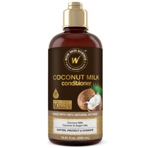 wow skin science coconut milk hair conditioner for dry hair - deep conditioner for dry damaged hair sulfate free conditioner - curly hair conditioner - conditioner for men & women