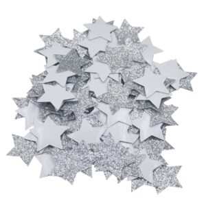 mybbshower 1.5 inch silver glitter adhesive star favors stickers for new year star decorations envelope seals pack of 150