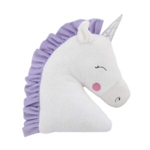 nojo shaped plush sherpa decorative pillow, 1 count (pack of 1), unicorn-white, lilac, silver, lavender