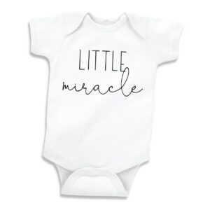 bump and beyond designs baby-boys surprise pregnancy announcement little miracle leotard white, 0-3 months