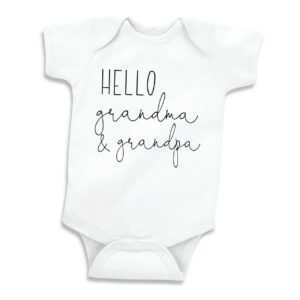 bump and beyond designs baby-boys hello grandma and grandpa pregnancy announcement leotard white, 0-3 months