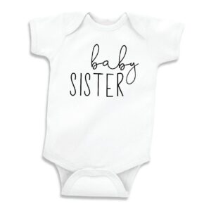 bump and beyond designs unisex-baby little sister leotard for girls baby announcement white, 0-3 months