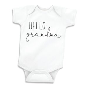 bump and beyond designs baby-boys hello grandma surprise pregnancy announcement leotard to grandma white, 0-3 months