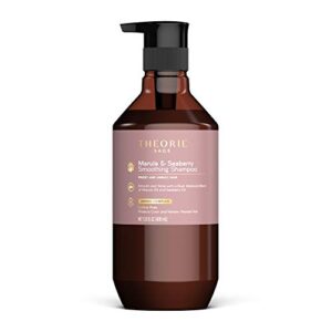 theorie marula and seaberry smoothing shampoo - smooth & tame - sulfate free - suited for frizzy & unruly hair - protects color and keratin treated hair, pump bottle 400ml