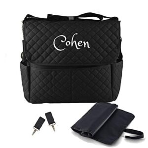 dream embroidery personalized large diaper bag messenger bag baby shoulder bag monogram (black)