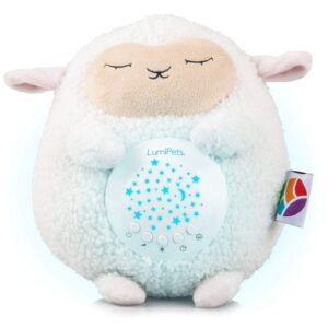 lumipets sound soother machine: 10 relaxing sounds, whtie noise, night light, timer, and portable design for peaceful sleep, baby calming, and stress relief, lullaby lamb