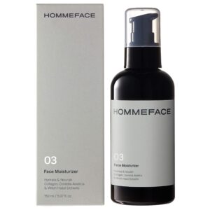 hommeface men’s daily face moisturizer, 5.07 fl. oz. - hydrating & nourishing facial lotion for men with collagen, witch hazel & cica extracts, lightweight, alcohol-free