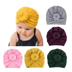 dreshow bqubo 5 pieces baby turban hats turban bun knot baby infant beanie baby girl soft cute toddler cap