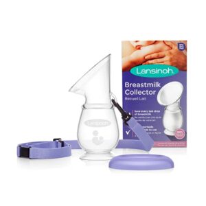 lansinoh breastmilk collector breastpump for excess breast milk from breastfeeding mums bpa bps free 100% silicone with lid & neck strap, transparent