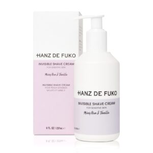 hanz de fuko invisible shave cream – premium shaving cream for sensitive skin – hypoallergenic – sulfate and paraben free, 8 oz.