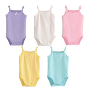 blueleyu baby girls spaghetti strap bodysuit sleevelesstank top cotton baby one-pieces pack of baby summer clothes (2-3t)