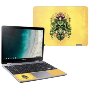 mightyskins skin compatible with samsung chromebook plus lte (2018) - marijuana skull | protective, durable, and unique vinyl wrap cover | easy to apply, remove, and change styles | made in the usa