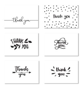 cavepop 36 pack card box assorted thank you cards with envelopes, black and white handwritten blank cards for a greeting, notes, gifts with envelopes for wedding, baby and bridal shower