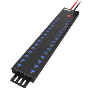 sipolar industrial usb 2.0 hub 30 ports with 300w power supply wall mountable support refurbishing and brush, batch data transfer