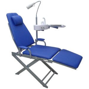 portable folding mobile chair with led lamp and tray + waste basin blue