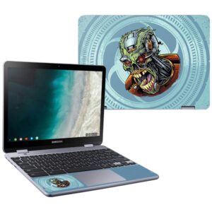 mightyskins skin compatible with samsung chromebook plus lte (2018) - cyborg zombie | protective, durable, and unique vinyl wrap cover | easy to apply, remove, and change styles | made in the usa