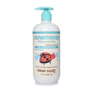 little twig hair conditioner, natural conditioner with plant derived formula, contains essential oils and extracts, suitable for whole family, fragrance-free, 17 fl oz.