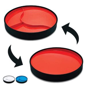 stayneat suction plate, 2n1 divided/scoop dish, non-slip plate guard, usa! red (s)