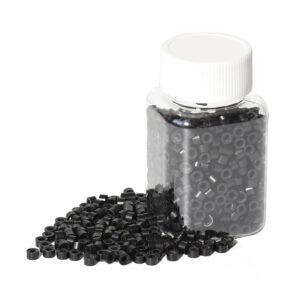 1000 pcs 5.0 mm silicone lined micro links rings hair extensions beads silicone lined beads for human hair extensions and feather extensions (black)