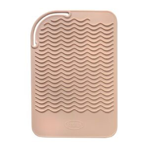 sygile 11" x 7.5" large size heat resistant silicone travel mat for hair styling tools, hair straighteners, curling irons, flat irons, hot iron holster for vanity salon pad cover - blush pink