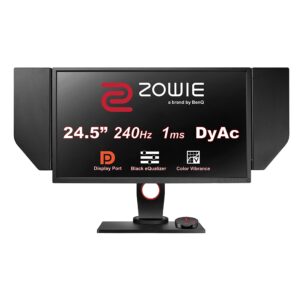 benq zowie 24.5 inch 240hz esports gaming monitor, dyac, 1080p, 1ms response time, black equalizer, color vibrance, s-switch, shield, height adjustable (xl2546) (renewed)