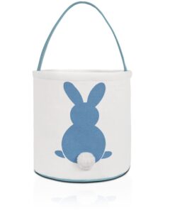 monoblanks easter bunny basket bags, rabbit bucket tote for easter egg hunts decorations candy gifts storage (blue)