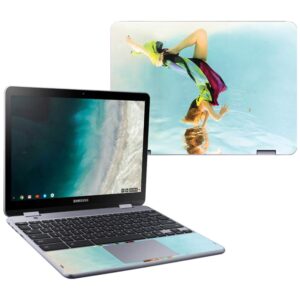 mightyskins skin compatible with samsung chromebook plus lte (2018) - ethereal swim | protective, durable, and unique vinyl wrap cover | easy to apply, remove, and change styles | made in the usa