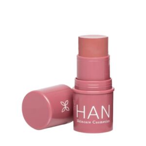 han skincare cosmetics vegan, cruelty-free 3-in-1 multistick for cheeks, lips, eyes, rose dust